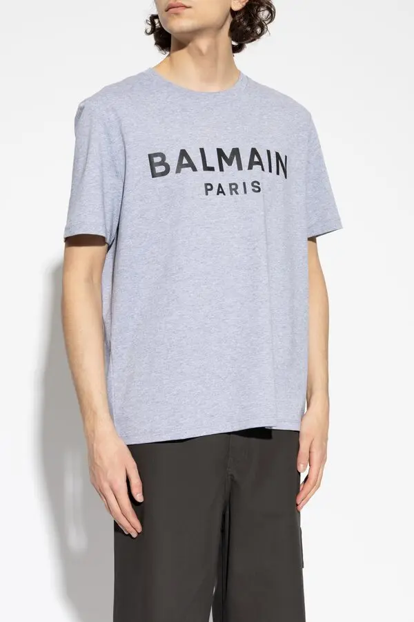 Balmain T-shirt With Logo Print - Grey