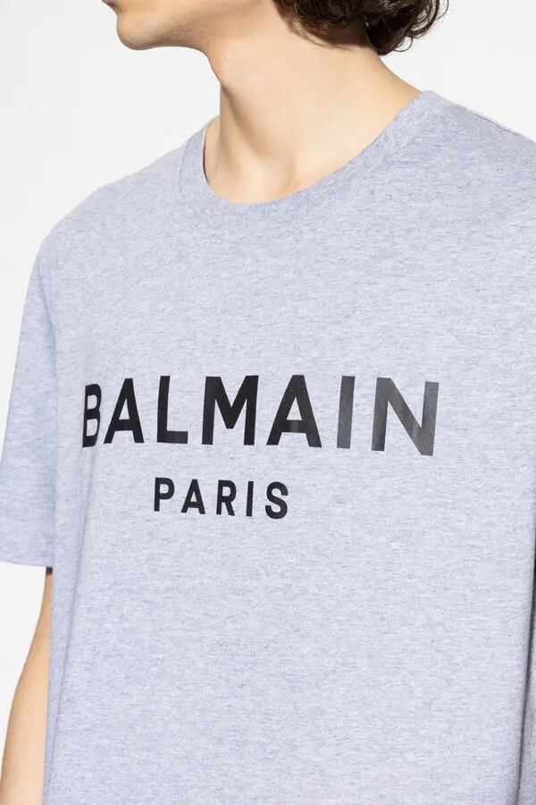 Balmain T-shirt With Logo Print - Grey