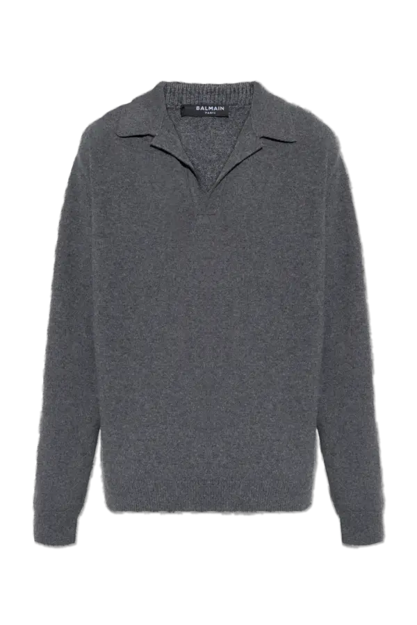 Balmain Sweater With A Heart Neckline - Grey