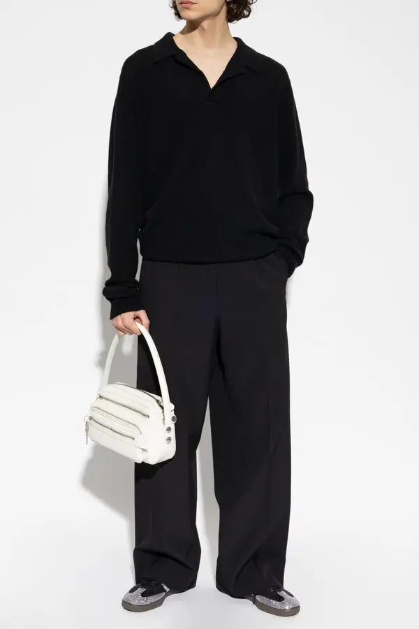 Balmain V-neck Ribbed Knit Sweater - Black