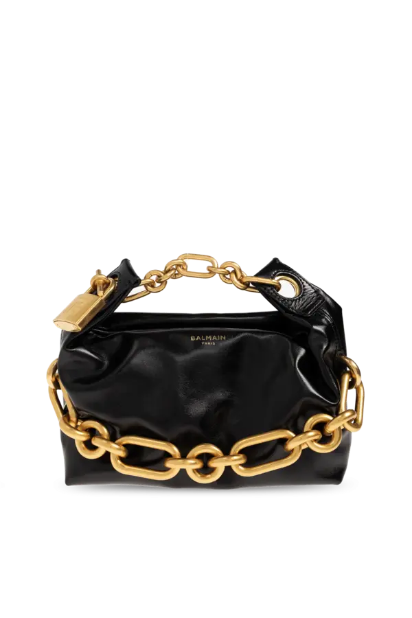 Balmain Handbag With Gold-tone Chain - Black