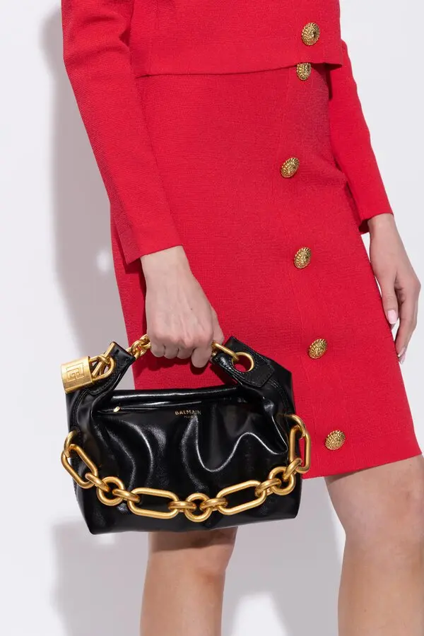 Balmain Handbag With Gold-tone Chain - Black