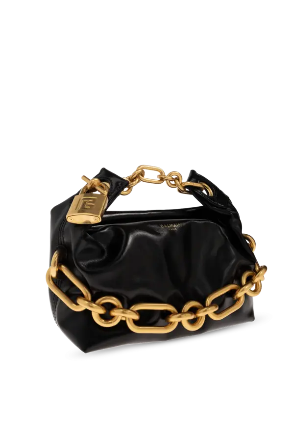 Balmain Handbag With Gold-tone Chain - Black