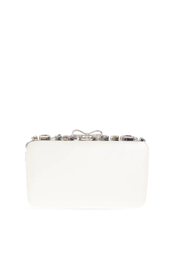 SELF-PORTRAIT Clutch With Shimmering Crystals - Cream