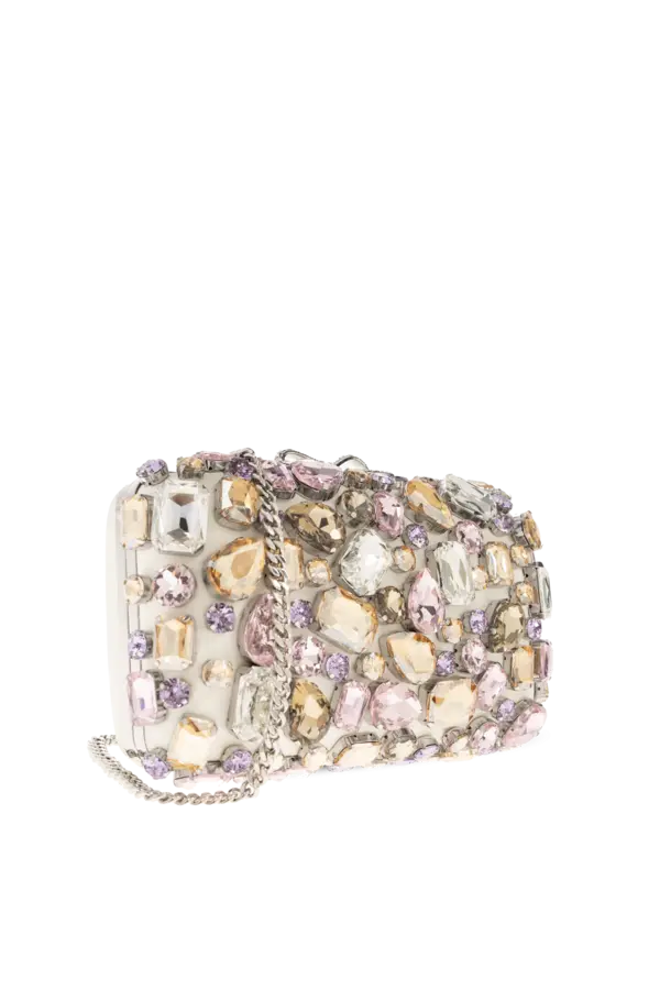 SELF-PORTRAIT Clutch With Shimmering Crystals - Cream