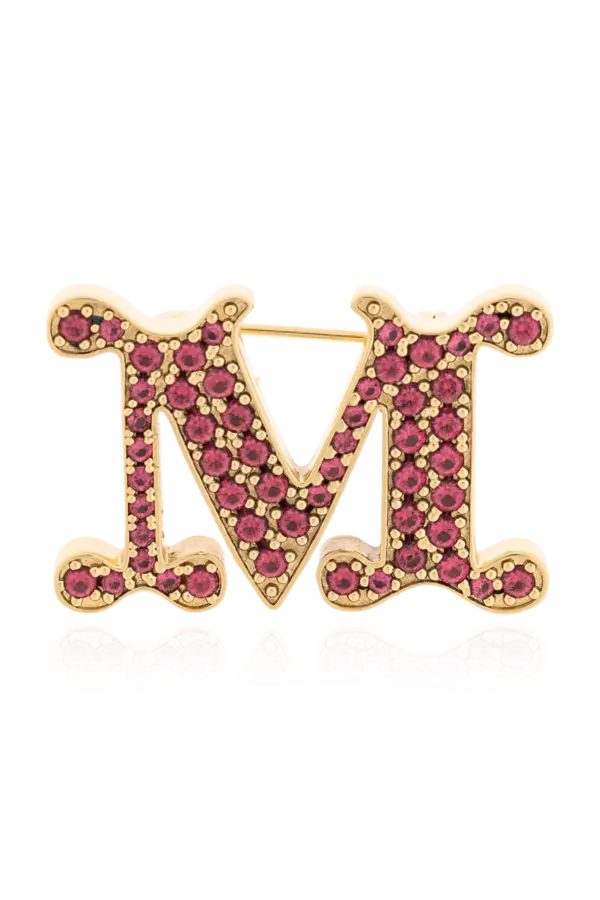 Max Mara Letter "m" Crystal Brooch - Gold