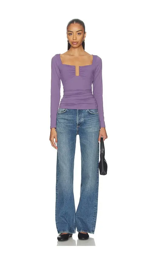 Susana Monaco Square Wire Long Sleeve Top