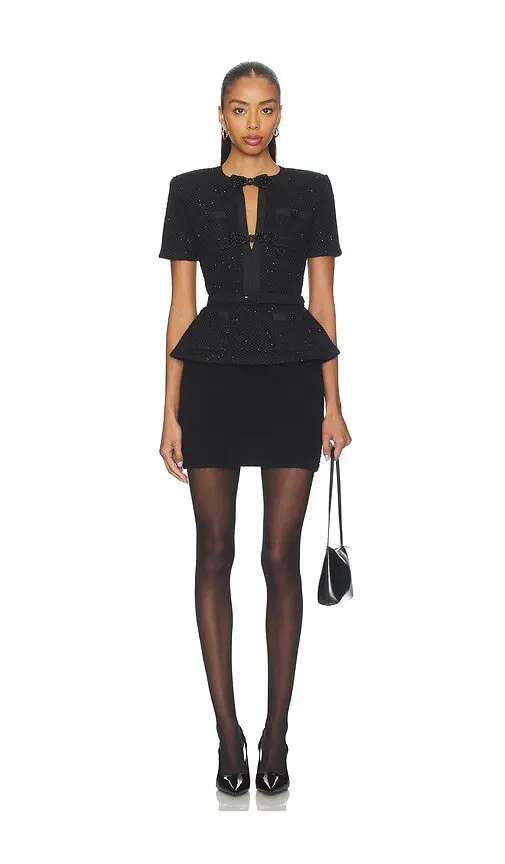 SELF-PORTRAIT Sequin Knit Peplum Top