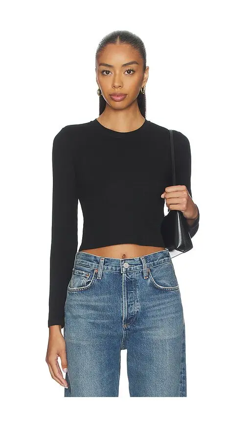 PERFECTWHITETEE Sienna Luxe Rib Cropped Long Sleeve