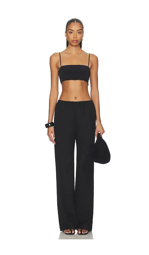 Hemant & Nandita Bandeau Top With Beaded Neckline Trim
