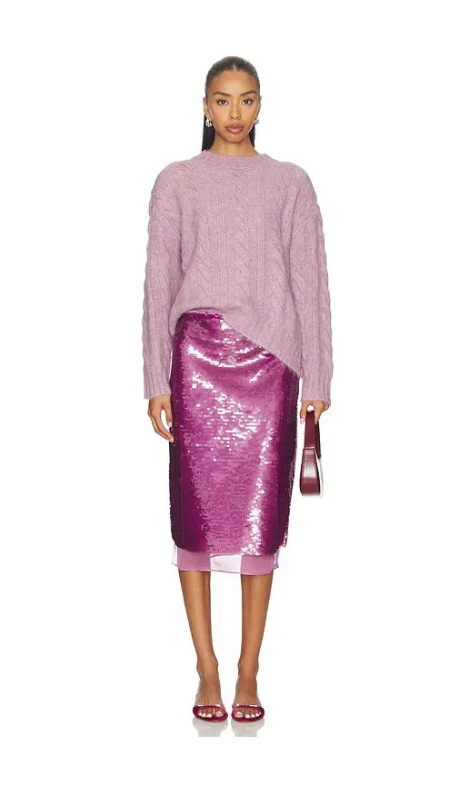 Astr The Label Violetta Cable Knit Pullover Sweater