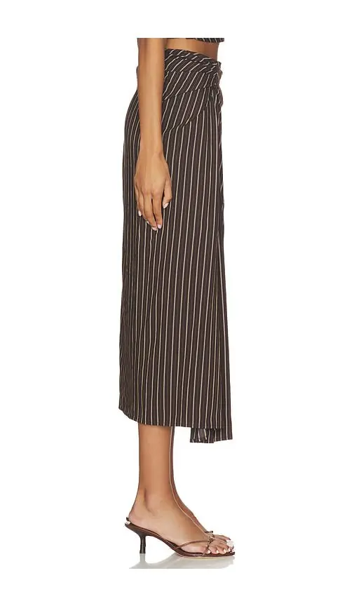 A.L.C. Striped Crepe Midi Skirt - Brown