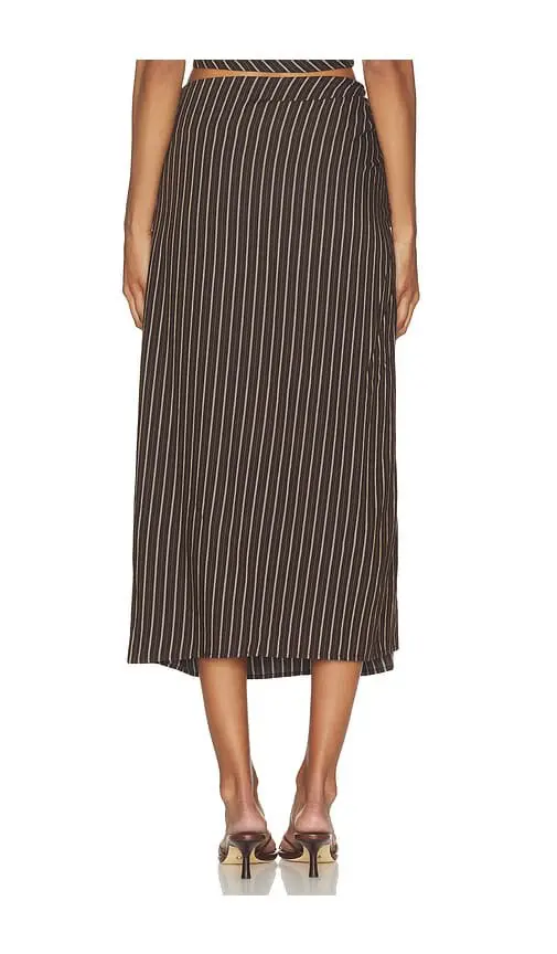 A.L.C. Striped Crepe Midi Skirt - Brown