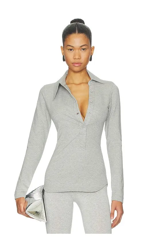 Attico Long Sleeve Lapel Top