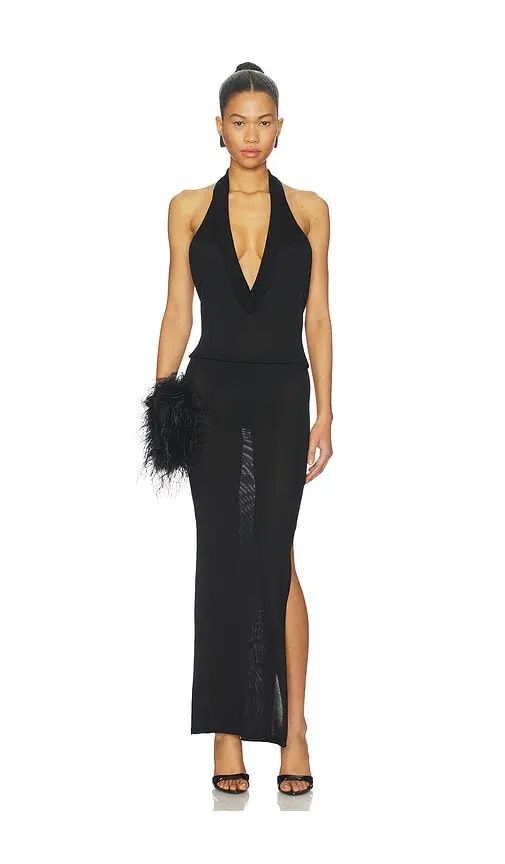 Attico Deep V Midi Dress
