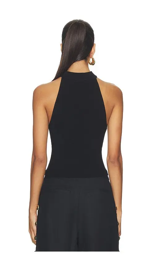 Simkhai Renlen Halter Top With Gold-tone Ring Hardware - Black