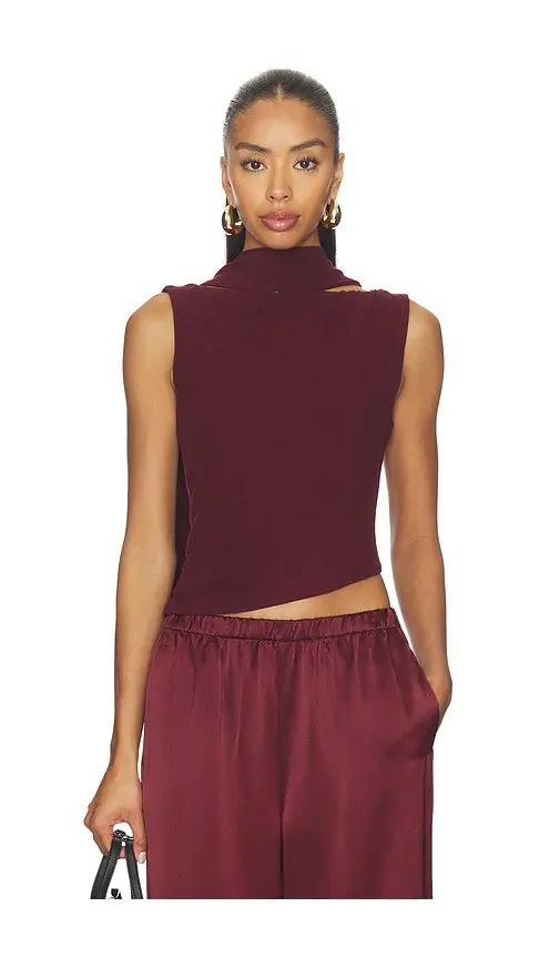 MADISON THE LABEL Netta Scarf Top In . Also - Wine
