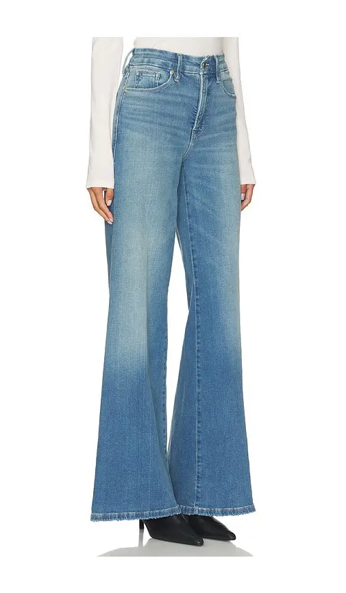 Good American Soft-tech Good Waist Palazzo Leg Jeans In Wash - Blue