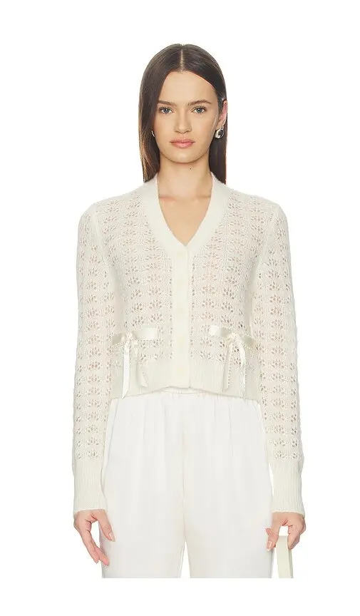 LoveShackFancy Lilly Cardigan With Bow Detail - Ivory