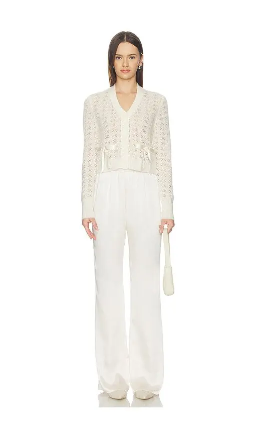 LoveShackFancy Lilly Cardigan With Bow Detail - Ivory