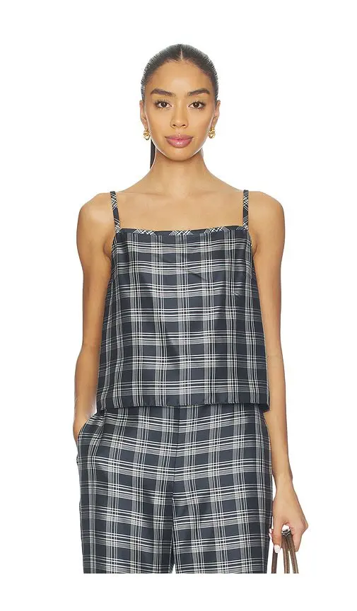 Theory Bind Strap Plaid Top