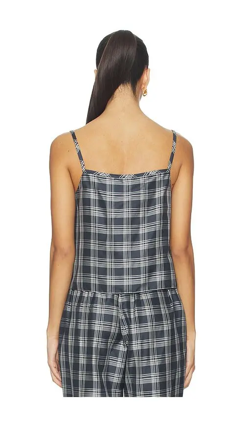 Theory Bind Strap Plaid Top