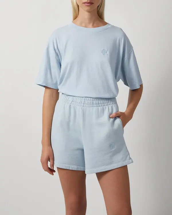 ANINE BING Kam Short Framed Monogram Shorts - Light Blue