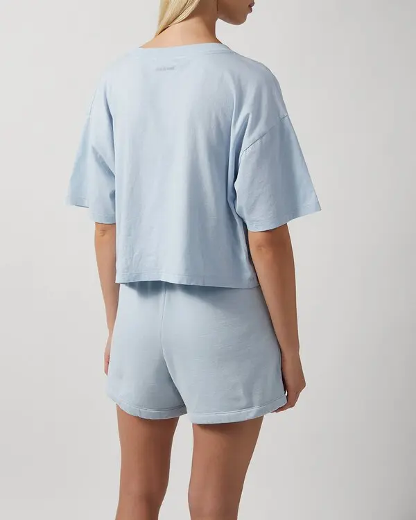 ANINE BING Kam Short Framed Monogram Shorts - Light Blue