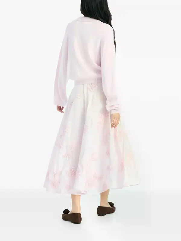 ROTATE BY BIRGER CHRISTENSEN Floral Embroidered Midi Skirt - Pink