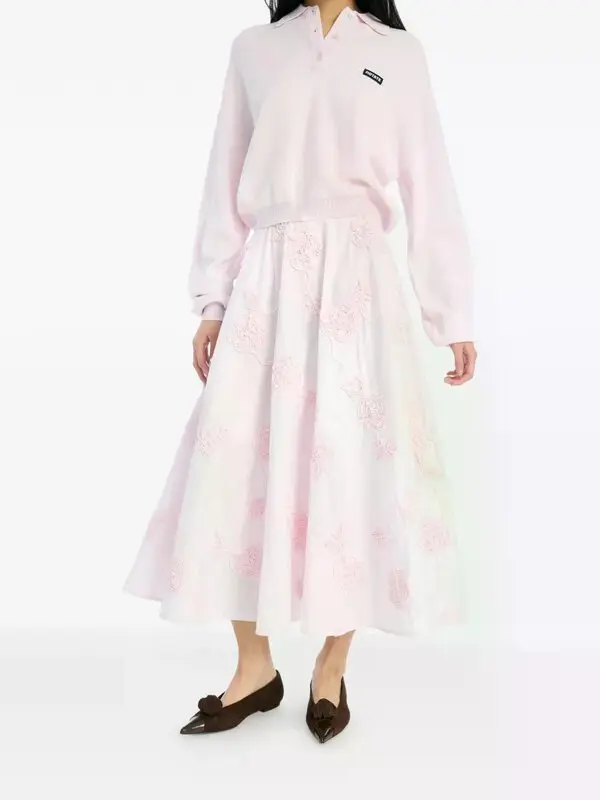 ROTATE BY BIRGER CHRISTENSEN Floral Embroidered Midi Skirt - Pink