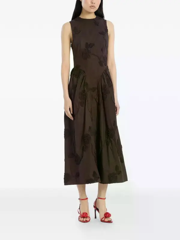ROTATE BY BIRGER CHRISTENSEN Flower-motif Midi Dress - Brown