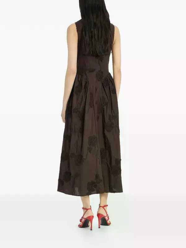ROTATE BY BIRGER CHRISTENSEN Flower-motif Midi Dress - Brown