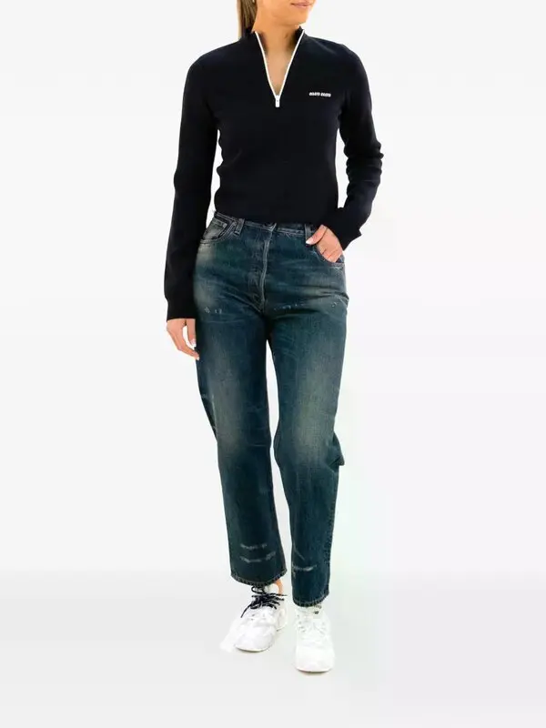 Miu Miu Virgin Wool Half-zip Sweater - Blue
