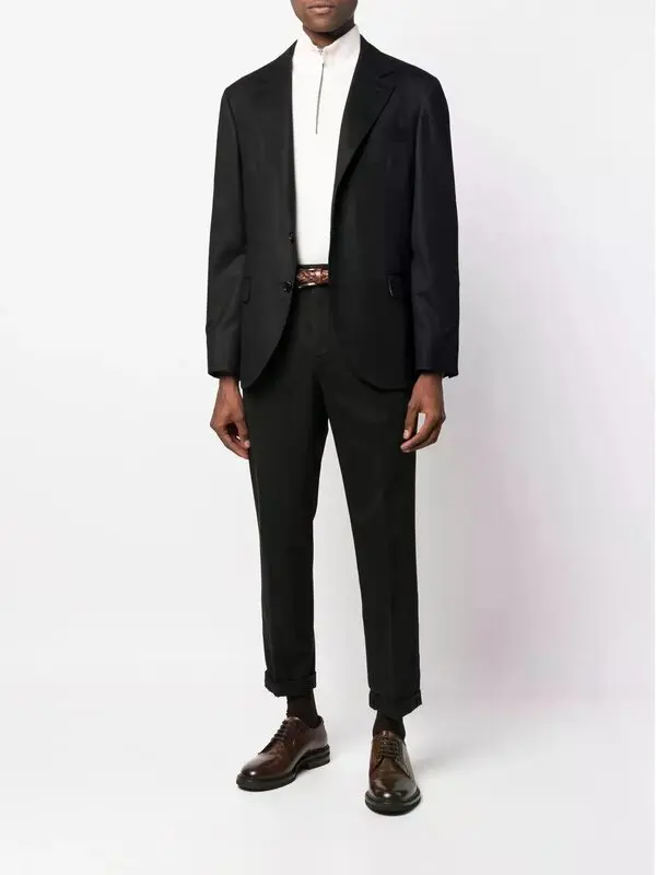 Brunello Cucinelli Cropped Cotton Trousers - Black