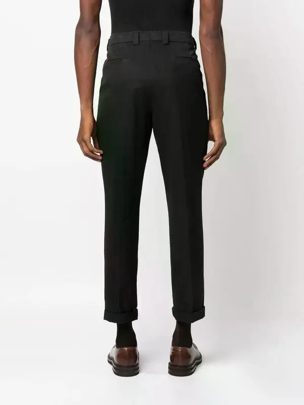 Brunello Cucinelli Cropped Cotton Trousers - Black