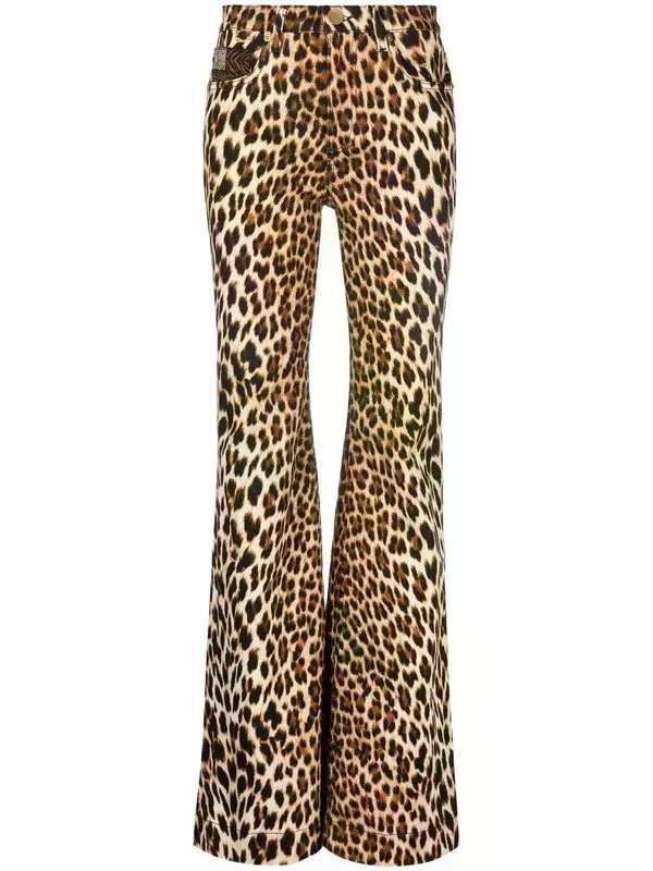 Roberto Cavalli Leopard-print Flare Trousers