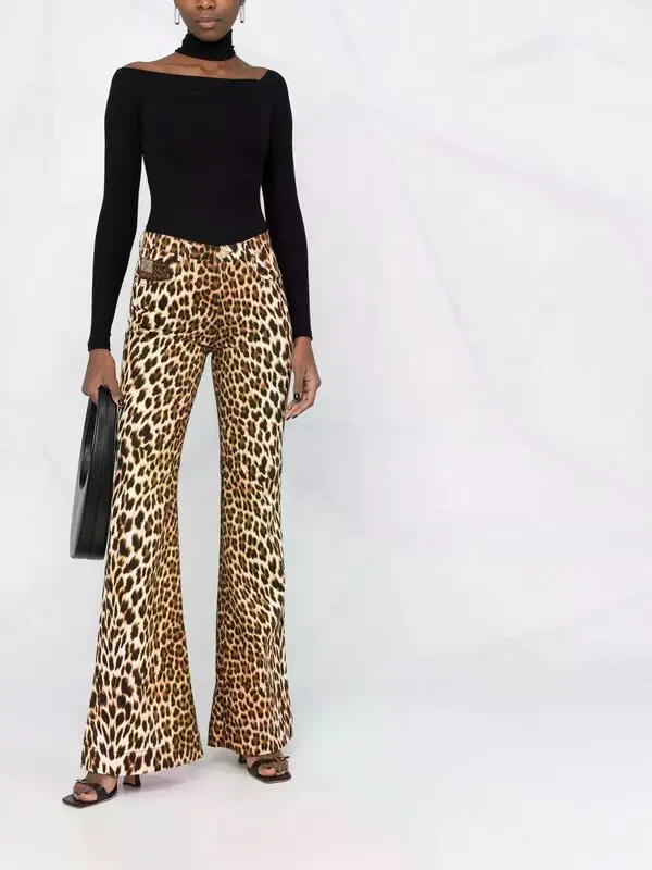 Roberto Cavalli Leopard-print Flare Trousers