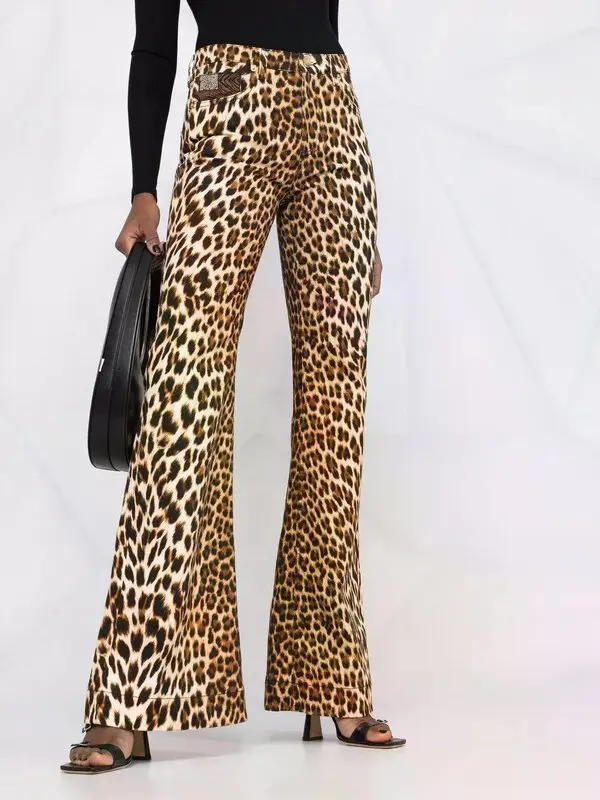 Roberto Cavalli Leopard-print Flare Trousers