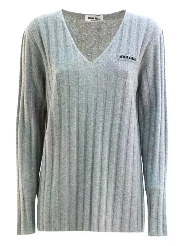 Miu Miu Wool And Cashmere V-neck Sweater