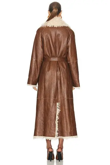 Magda Butrym Long Belted Shearling Reversible Coat