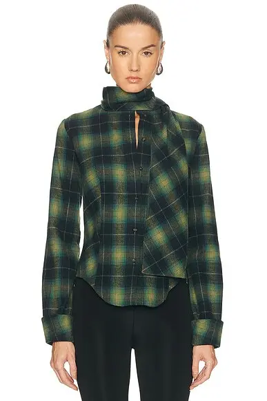 MIMCHIK Iris Scarf Shirt In Plaid Flannel