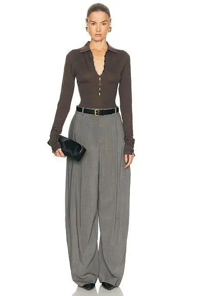 Jacquemus Le Polo Merino Knit Top - Dark Brown