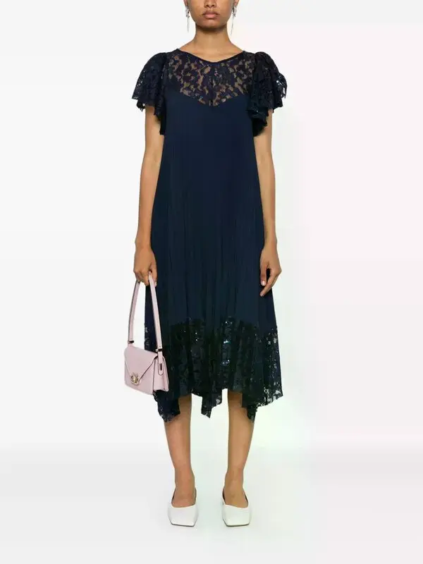 NISSA Lace-panelled Midi Dress