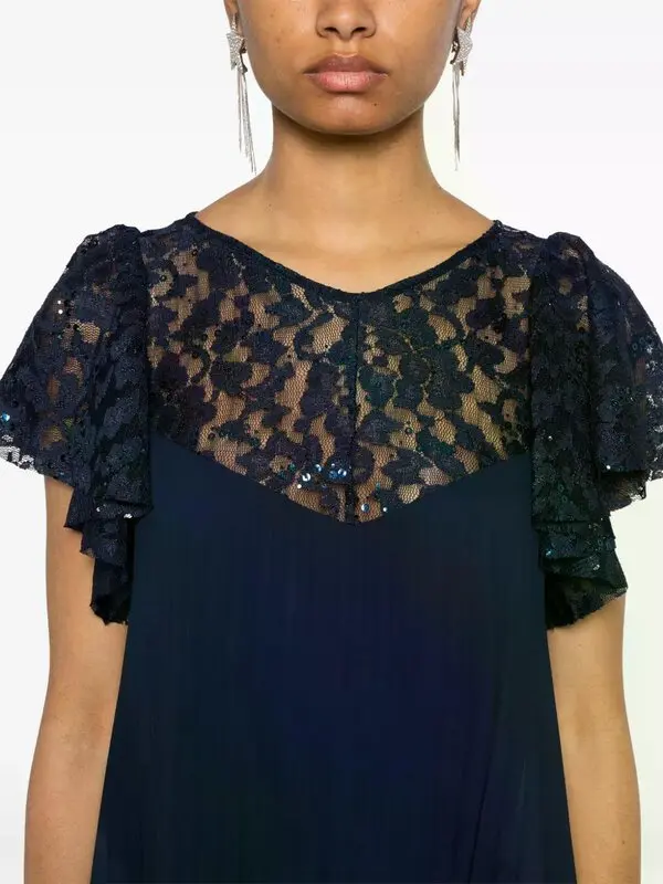 NISSA Lace-panelled Midi Dress