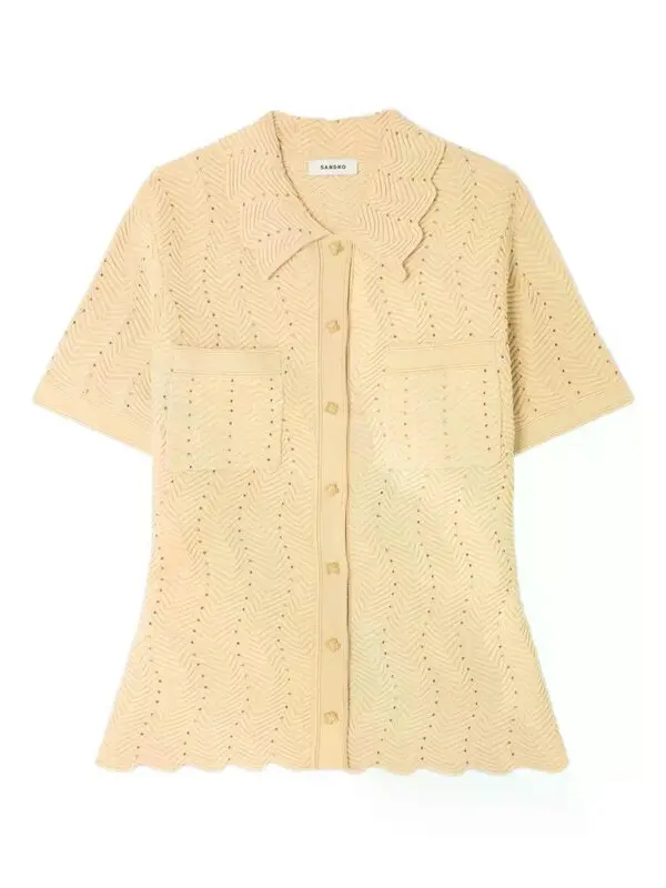 Sandro Zigzag Pattern Cardigan With Rhinestone Embellishments