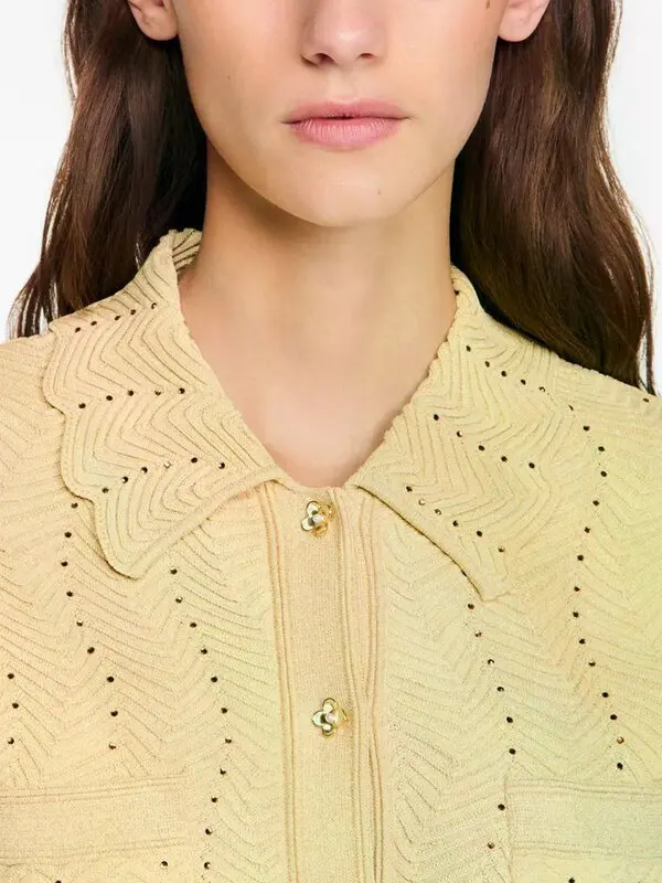 Sandro Zigzag Pattern Cardigan With Rhinestone Embellishments