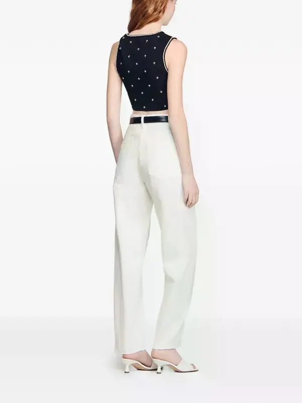 Sandro Sleeveless Embellished Cropped Top