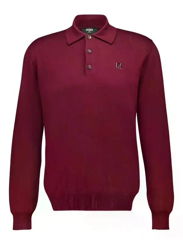 Fendi Long-sleeve Logo Polo Shirt