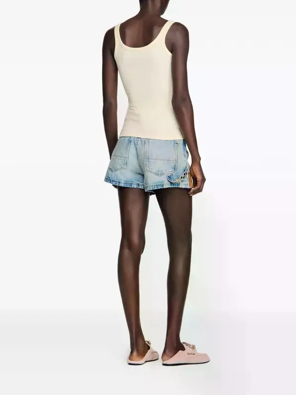 Sandro Ribbed Vest Top With Embroidered Detail