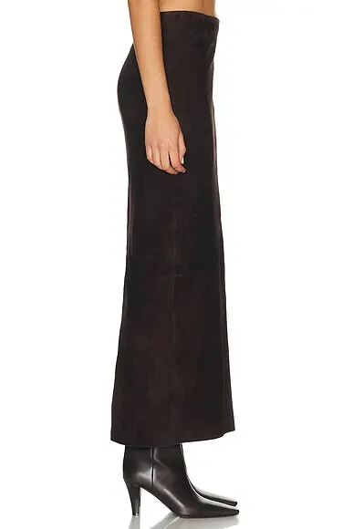 ST. AGNI Suede Column Skirt - Coffee
